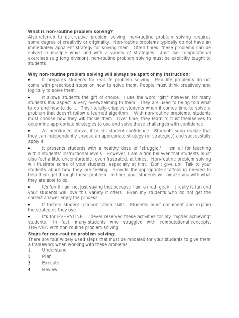 What Is Non-Routine Problem Solving? | PDF | Learning | Cognition