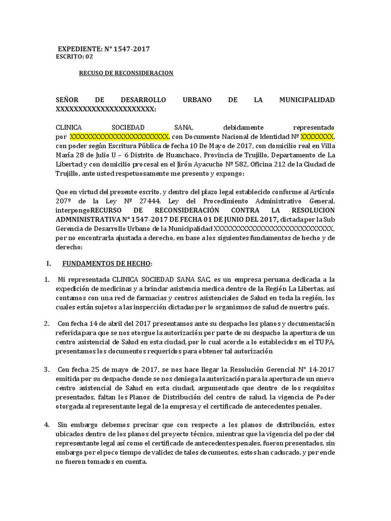 Recurso de Reconsideracion | PDF | Estatuto | Gobierno