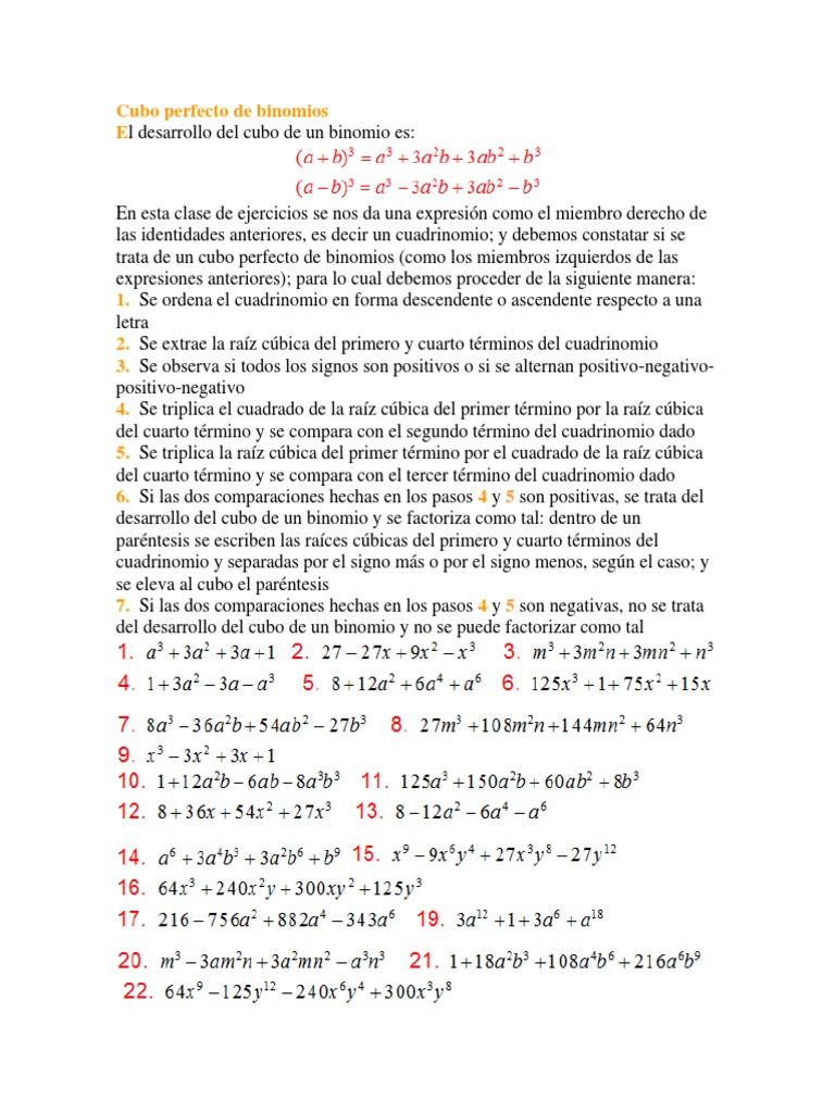 Cubo Perfecto de Binomios | PDF