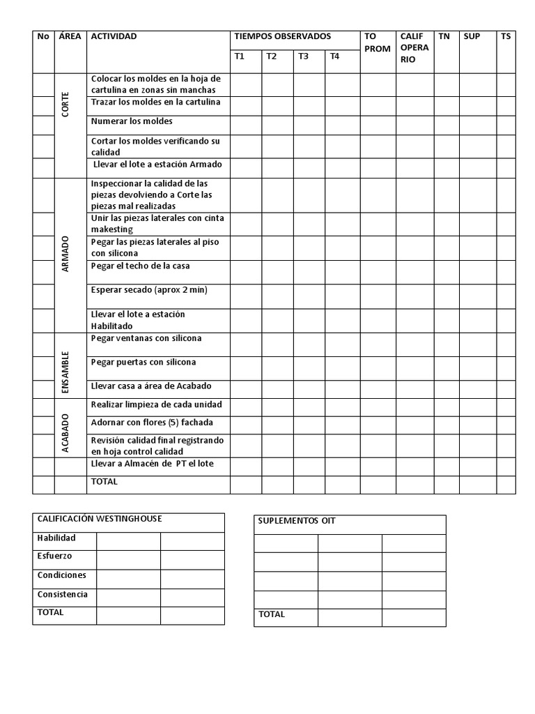 Formato Toma De Tiempos