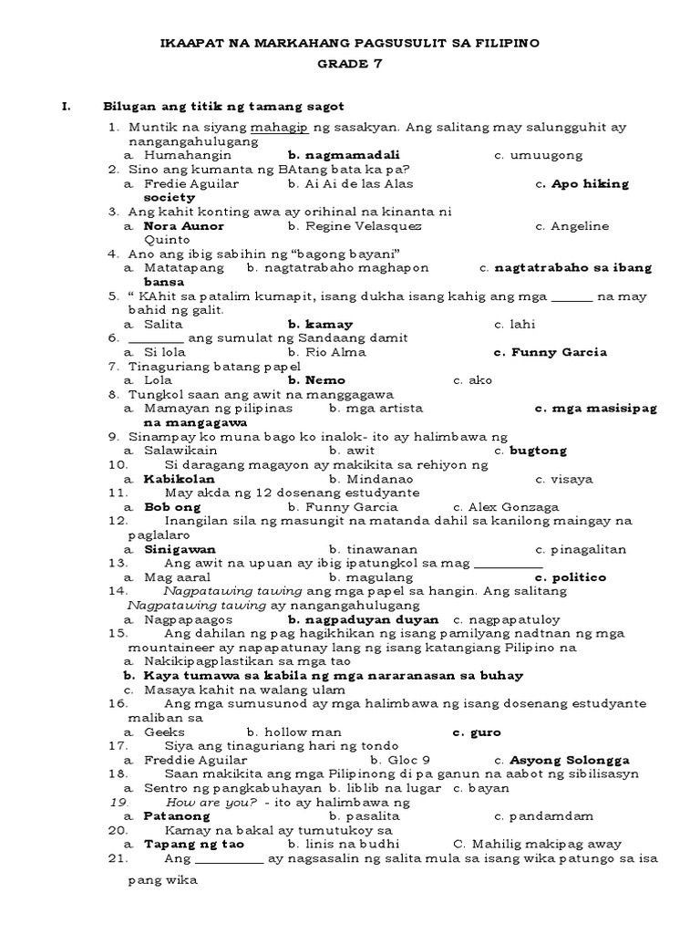 Grade 7 Filipino | PDF