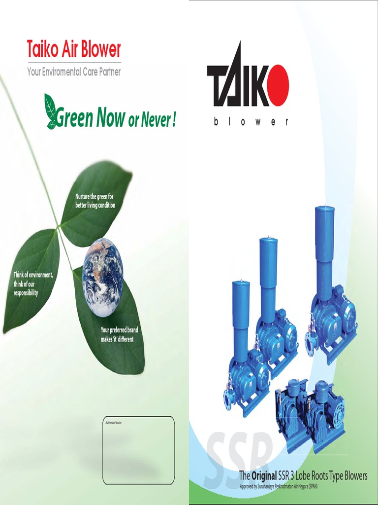 Taiko & SSR Blower Specifications Guide | PDF | Turbine | Machines