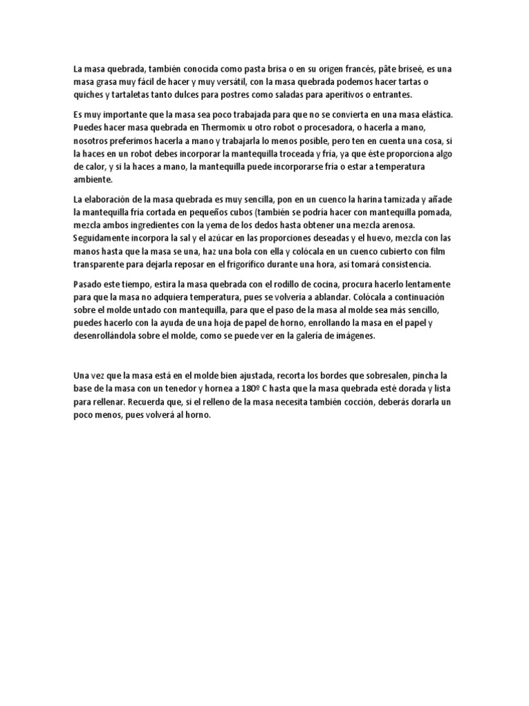 La Masa Quebrada | PDF | Cocina, comidas y vino