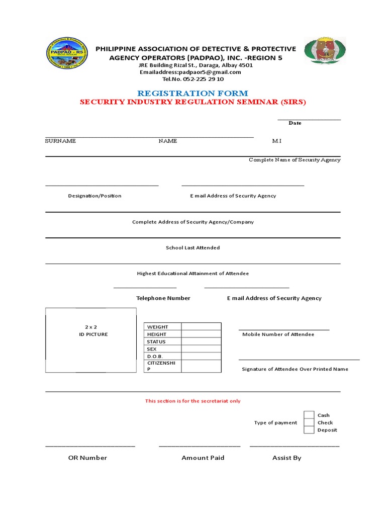 Registration Form Sirs | PDF | Service Industries | Financial Services