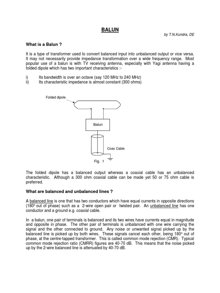 Balun: What Is A Balun ? | PDF | Coaxial Cable | Antenna (Radio)