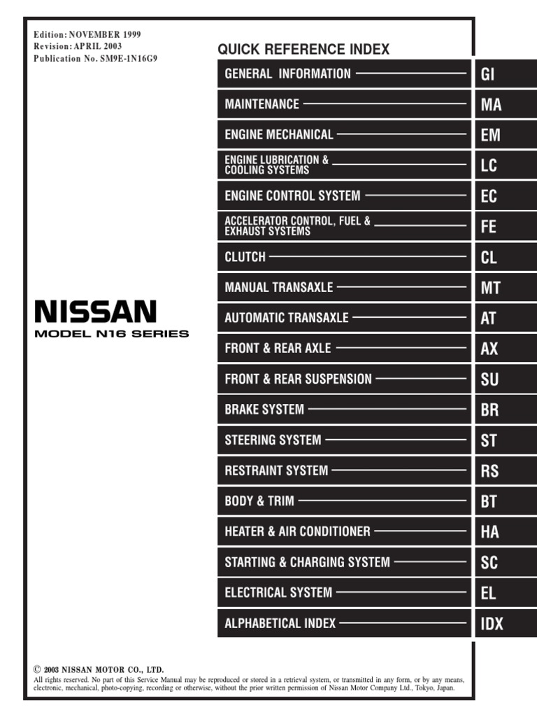 Nissan N16 Series Service Manual | PDF | Computers | Technology ...