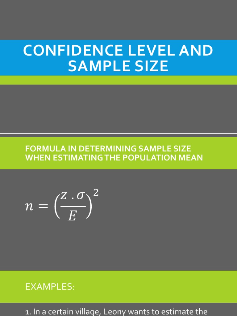 Confidence Level and Sample Size | PDF | Sample Size Determination ...