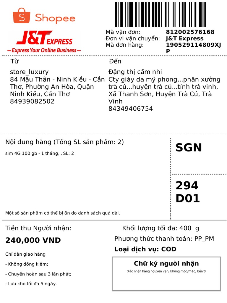 VN J&T-Express VN1949066945252 137 PDF | PDF