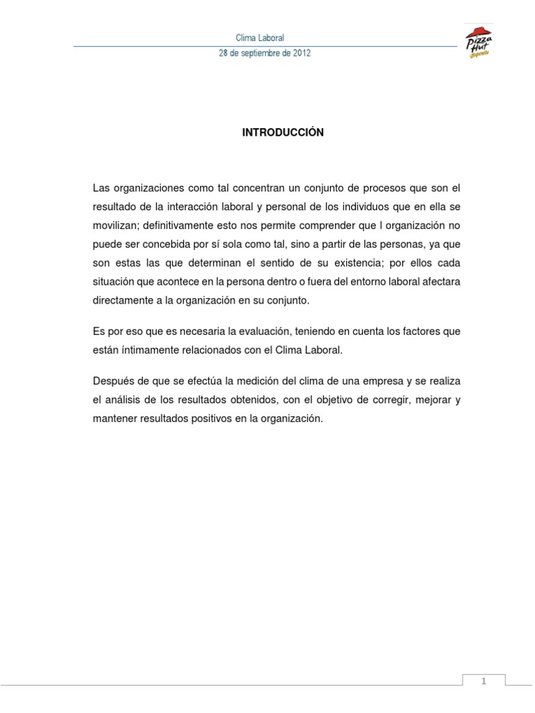 Informe de Clima Laboral | PDF | Clima | Liderazgo