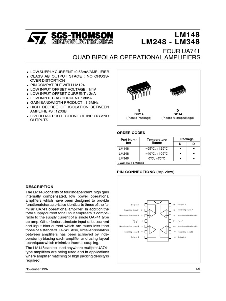 Datasheet PDF | PDF | Amplifier | Operational Amplifier