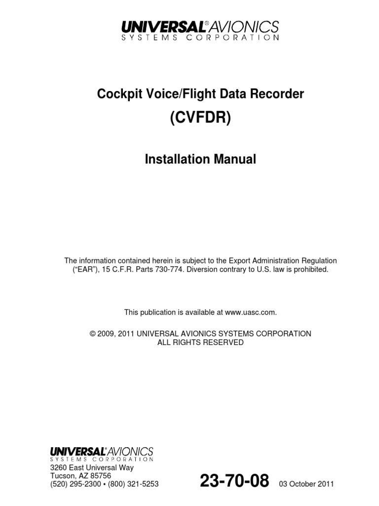 23-70-08 R3 CVFDR Installation Manual | PDF | Flight Recorder ...