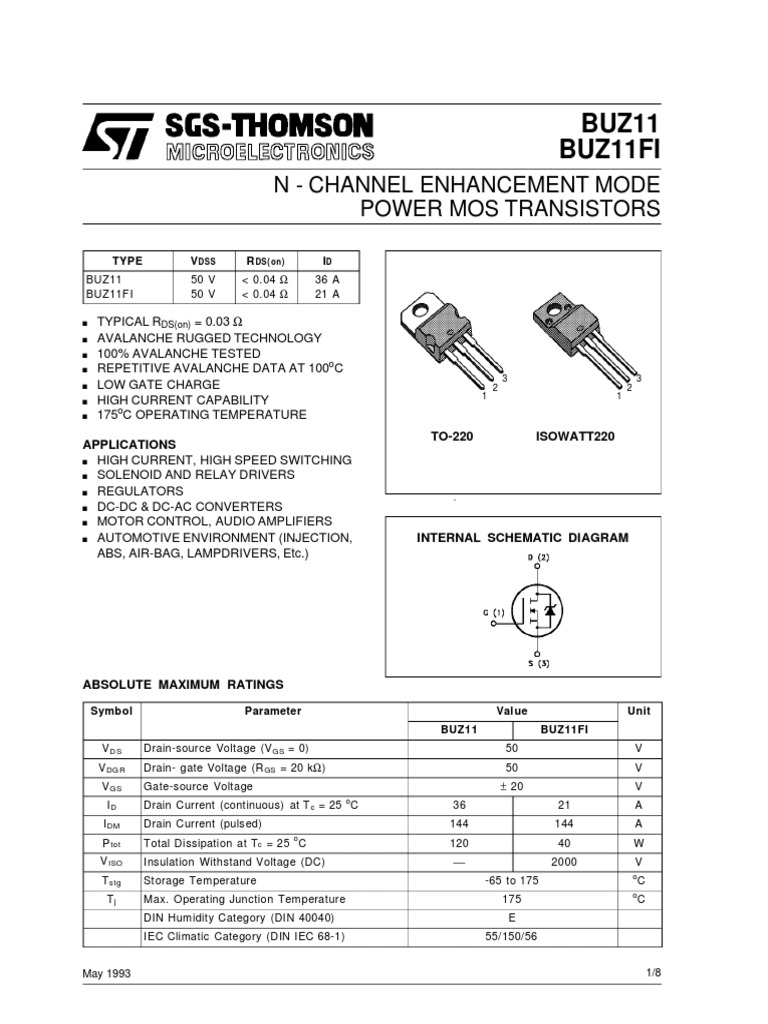High-power MOSFET specifications and data sheet | PDF | Field Effect ...