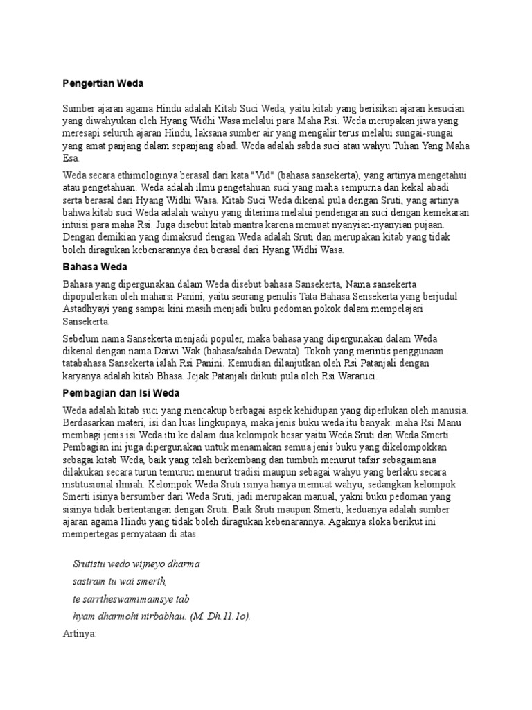 Pengertian Weda | PDF