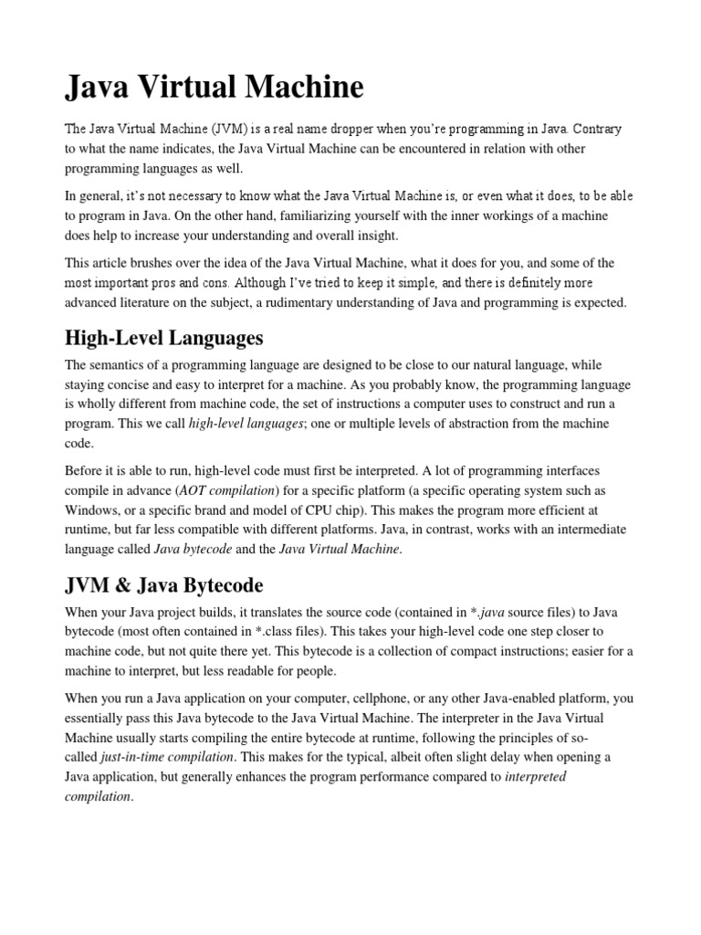 7b - Java Virtual Machine | PDF | Java Virtual Machine | Computer Program