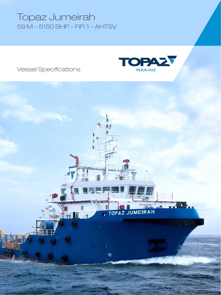 Topaz Jumeirah Vessel Specs | PDF | Tonnage | Crane (Machine)