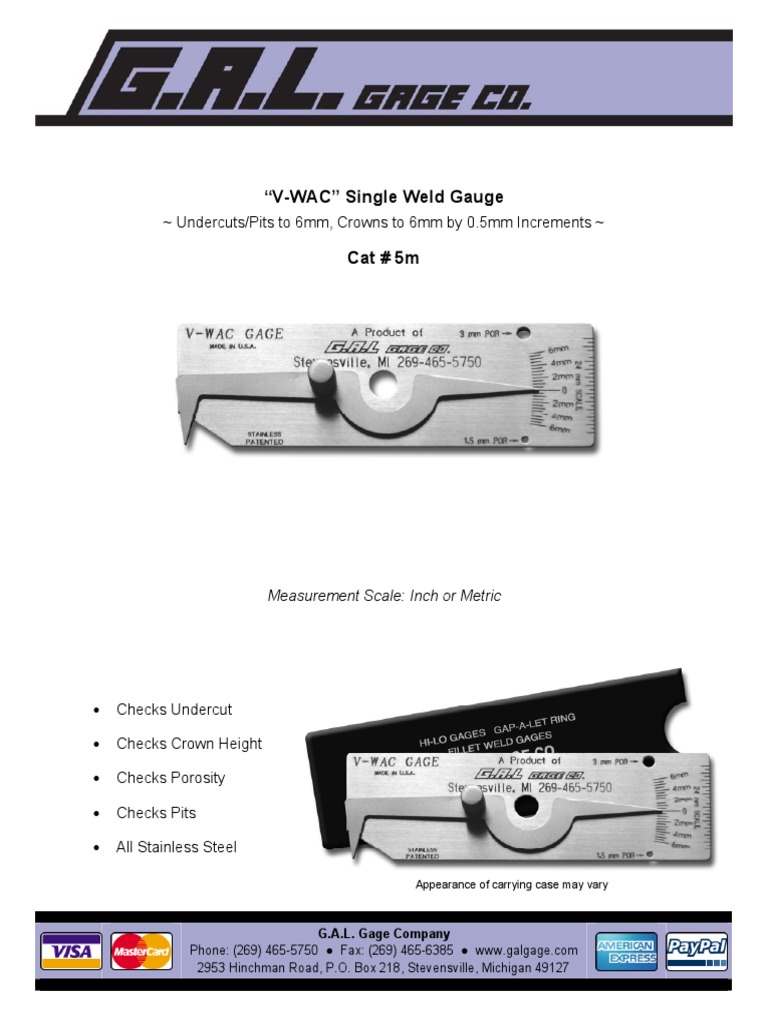 V-WAC Single Weld Gauge Overview | PDF
