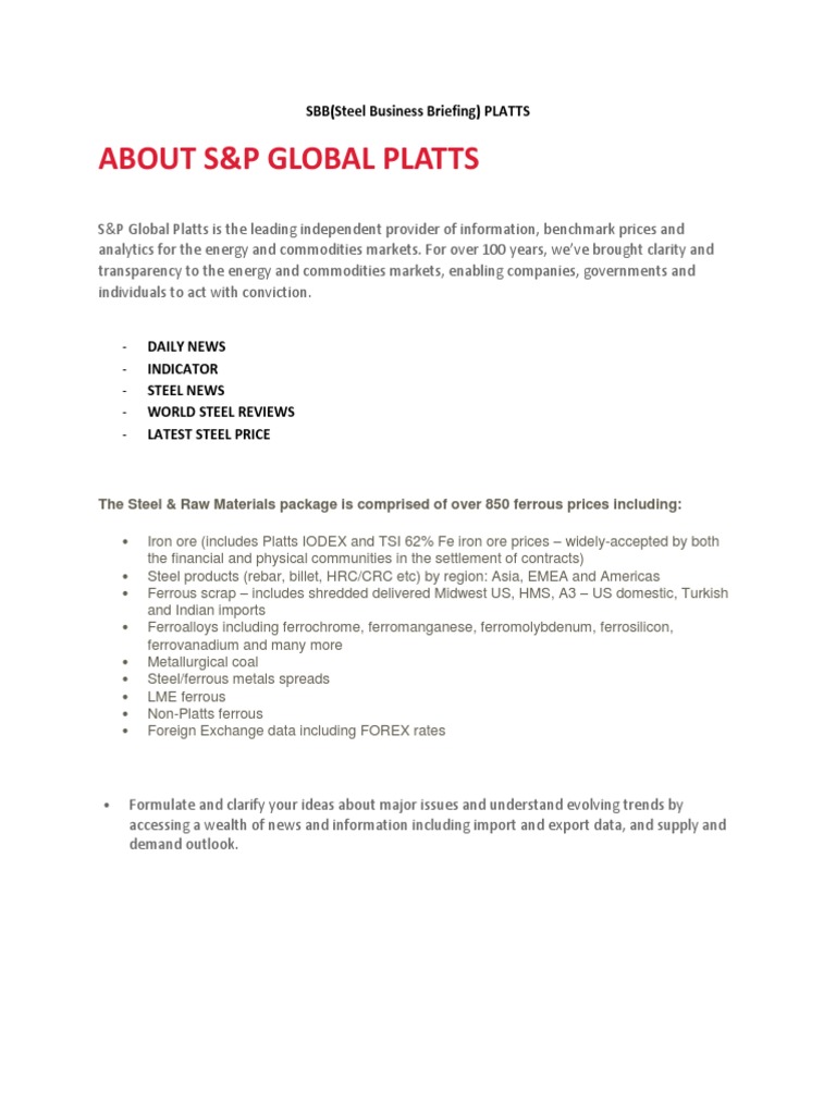 About S&P Global Platts: SBB (Steel Business Briefing) PLATTS | PDF ...