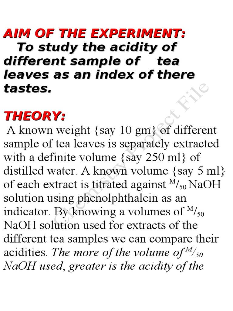 Acidity Study of Tea Leaf Samples | PDF | Cooking, Food & Wine