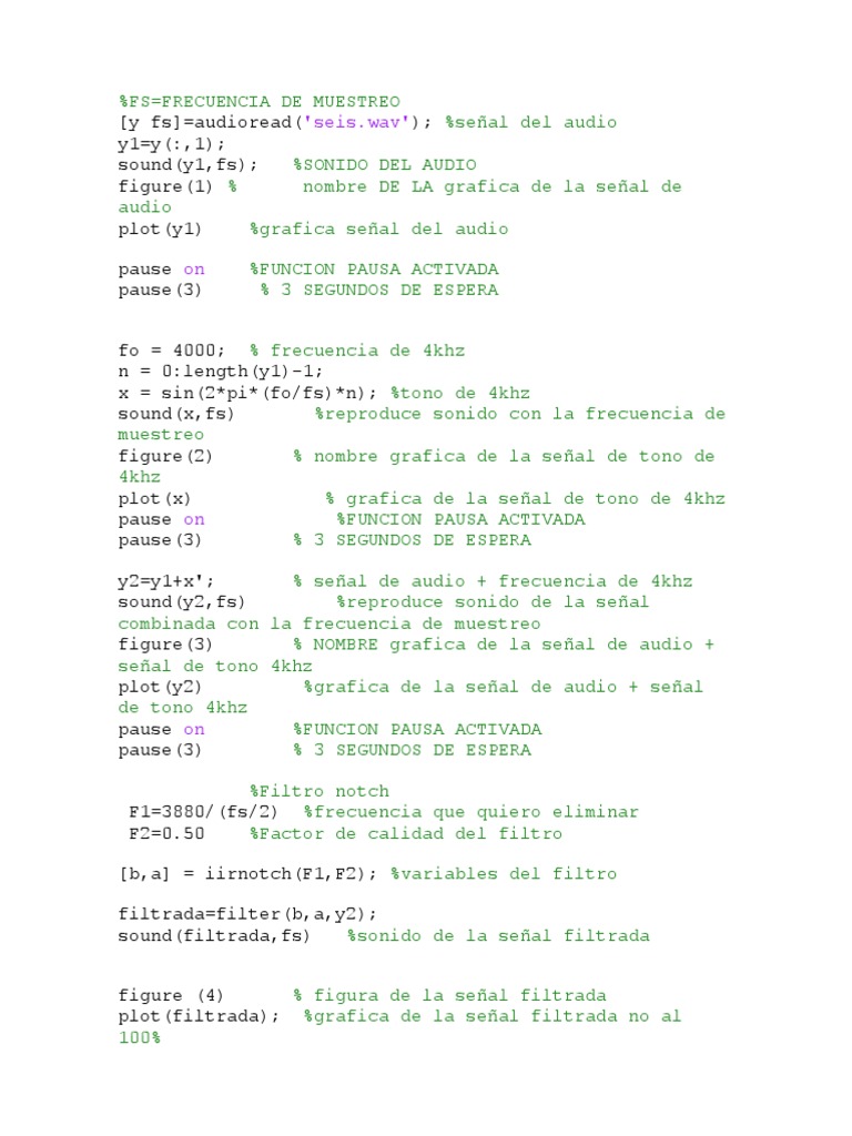 Codigos Matlab Filtro | PDF