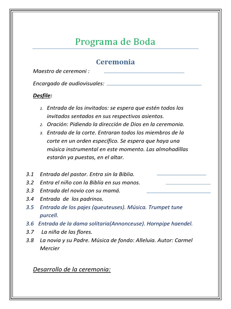 Ejemplo De Programa Para Boda Programa De Boda Moderno En Rosa Claro