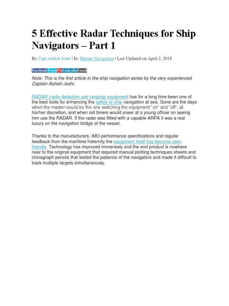 Effective Radar Techniques for Navigators | PDF | Radar | Navigation