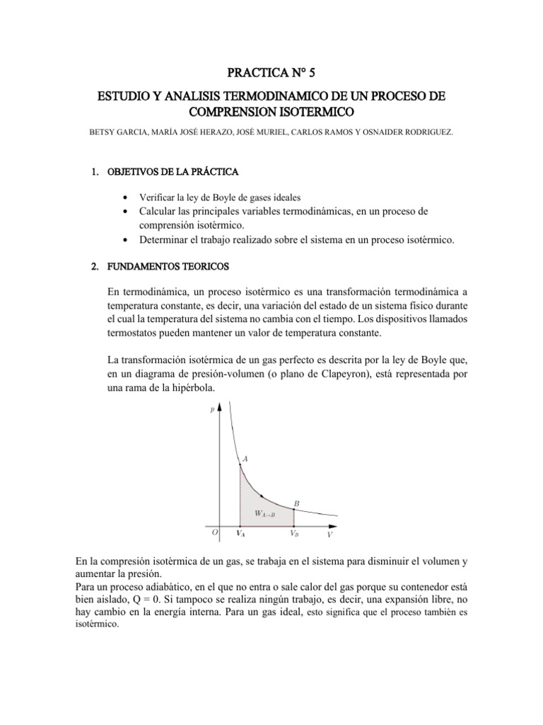 Laboratorio Proceso Isotérmico | PDF | Gases | Termodinámica