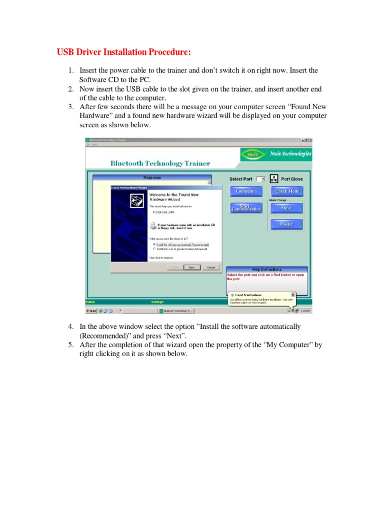 USB Driver Setup Guide for Technicians | PDF