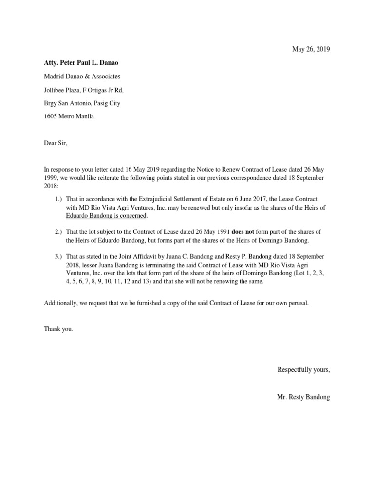Sample Rrply Letter | PDF