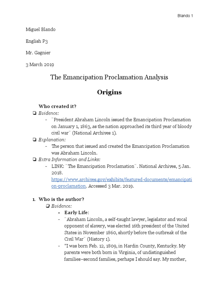 Emancipation Proclamation Overview | PDF | Emancipation Proclamation ...