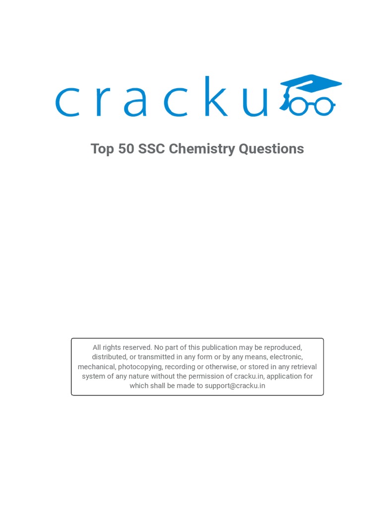 Top 50 Chemistry SSC Exams PDF | PDF | Magnesium | Carbon