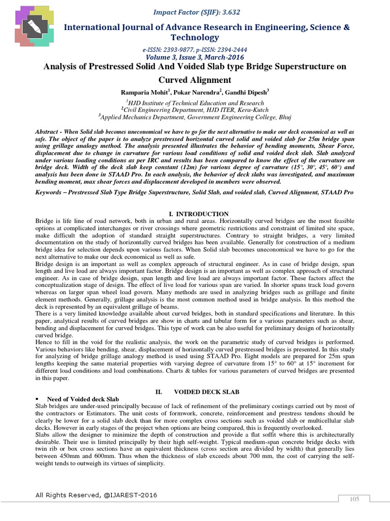 Analysis of Prestressed Solid and Voided Slab Type Bridge Superstructure On Curved Alignment ...