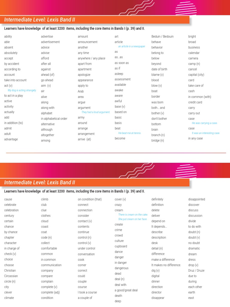 Intermediate Level: Lexis Band II | PDF