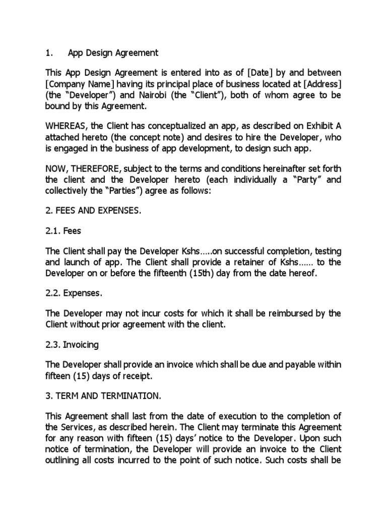 App Design Agreement | PDF | Waiver | Property