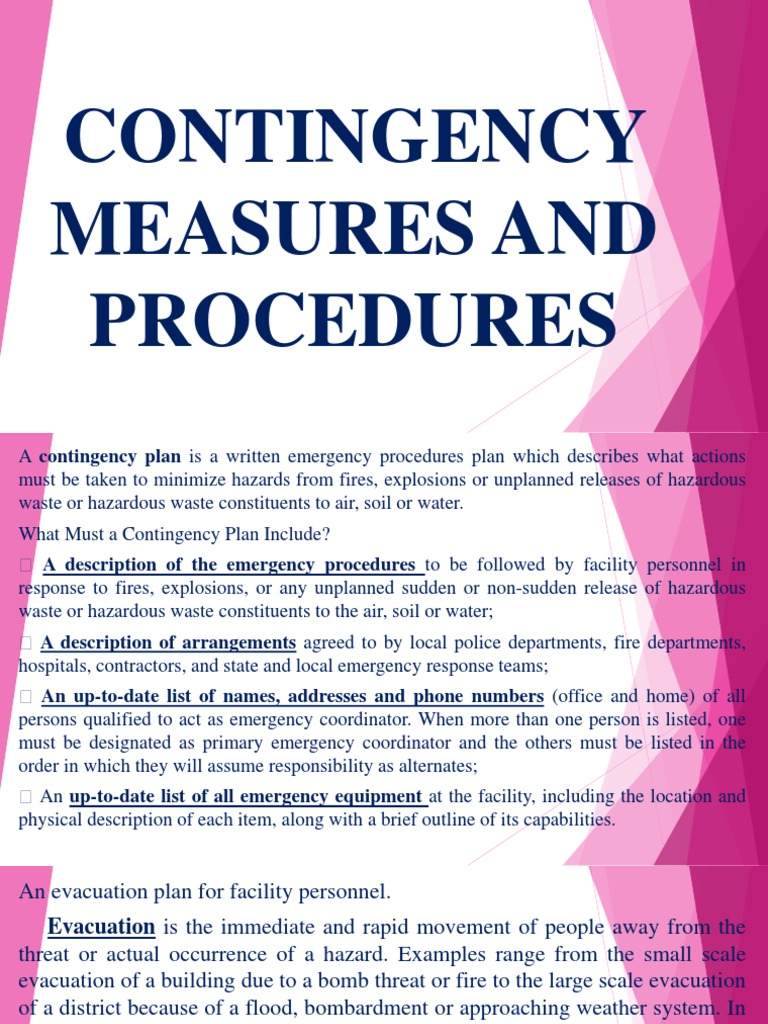 Contingency Measures and Emergency Plans | PDF | Emergency Evacuation ...