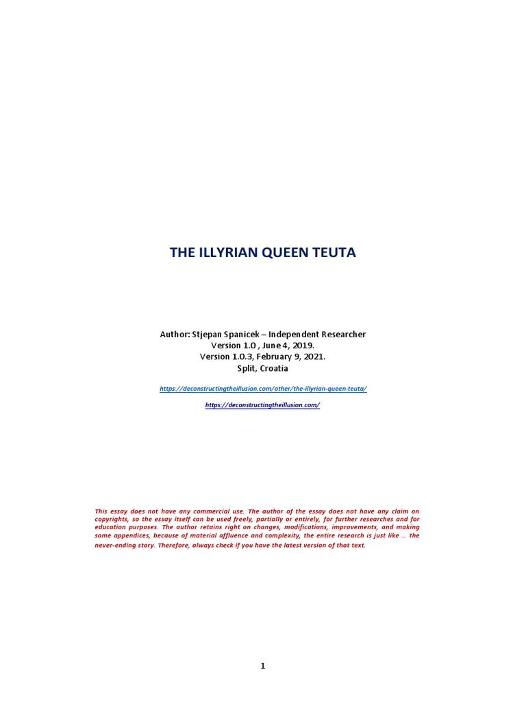 THE ILLYRIAN QUEEN TEUTA - Version 1-0-3 | PDF | Religion And Belief