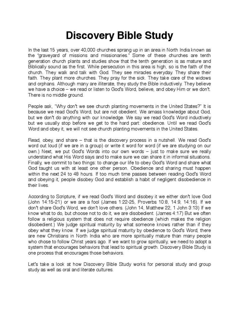 Obedience Based Bible Study Outline Amp Chart PDF | PDF | Bible Study ...