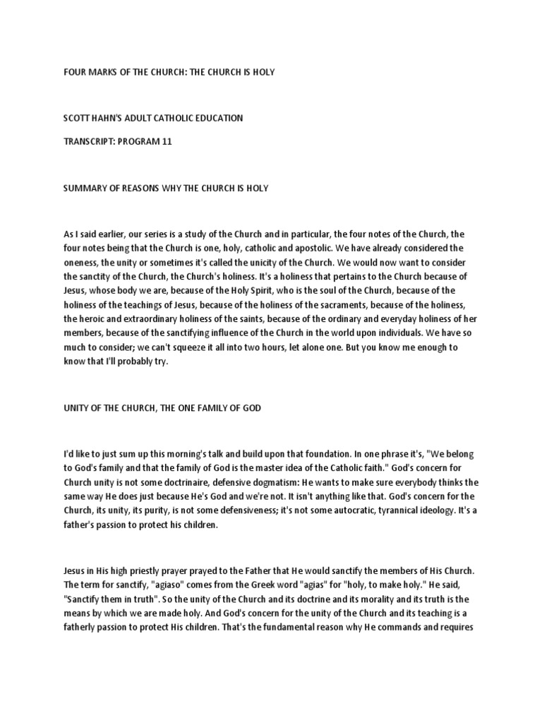 Four Marks of The Church The Church Is Holy | PDF | Gospel Of Matthew ...