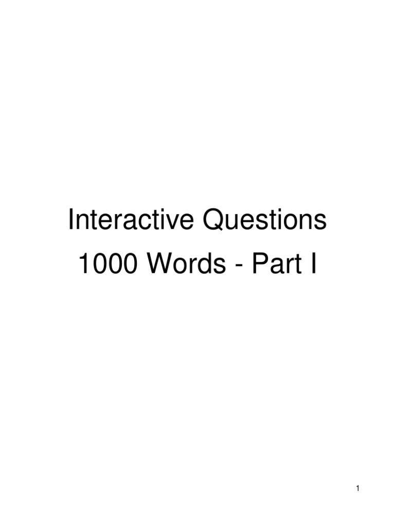 Transcripts and Questions - 1000 Words - Part I | PDF | Animation | Leisure