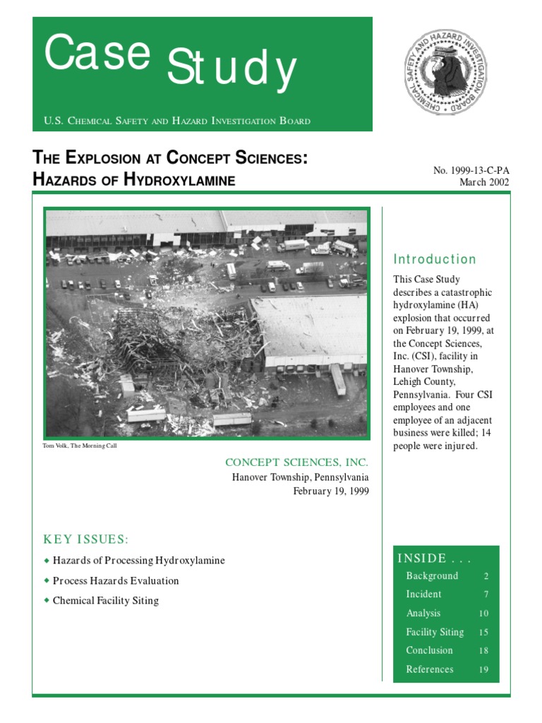 U.S. Chemical Safety Board Case Study on the Fatal Explosion at Concept ...