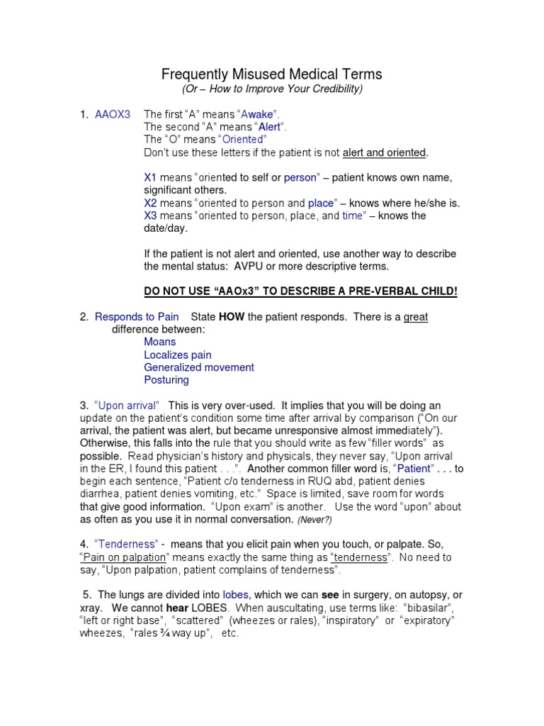 Frequently Misused Medical Terms: Aaox3 | PDF | Diseases And Disorders ...