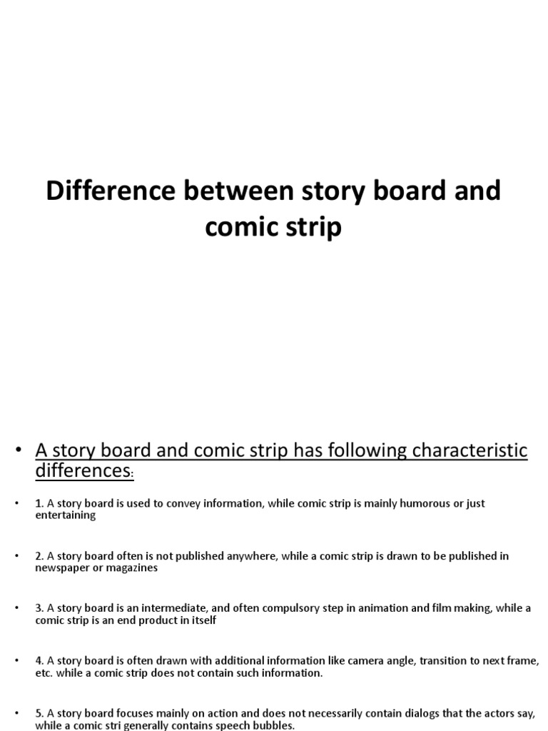 Storyboard vs Comic Strip Differences | PDF