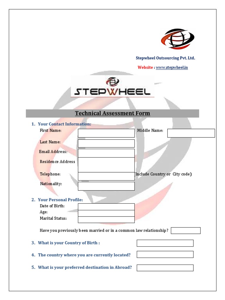 Technical Assessment Form: 1. Your Contact Information | PDF ...