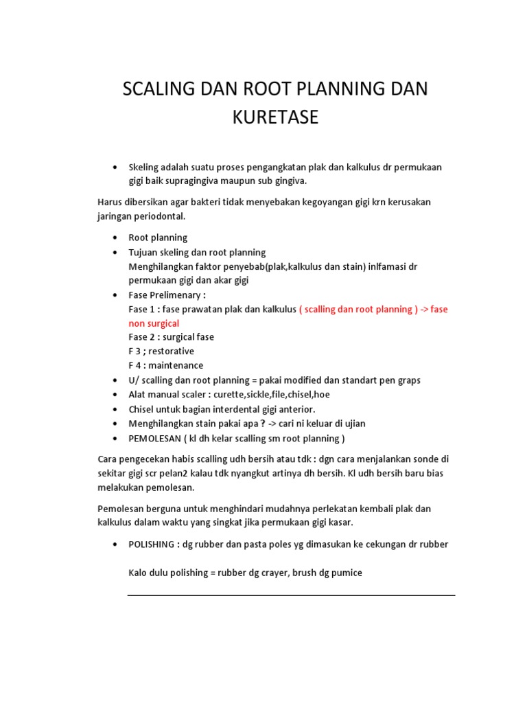 Scaling Dan Root Planning Dan Kuretase | PDF