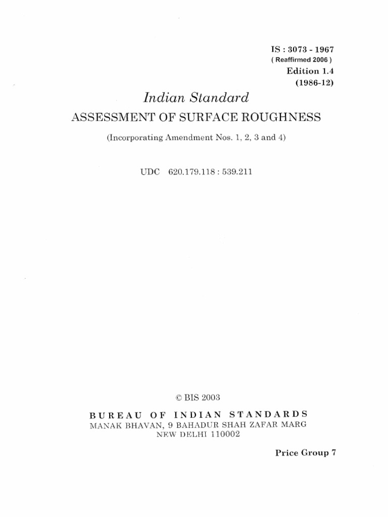 Is 3073 | PDF | Surface Roughness | Mean