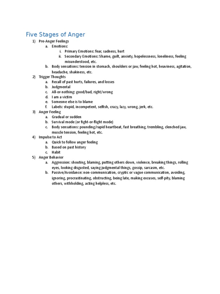 Understanding Anger Stages | PDF | Language Arts & Discipline | Self ...