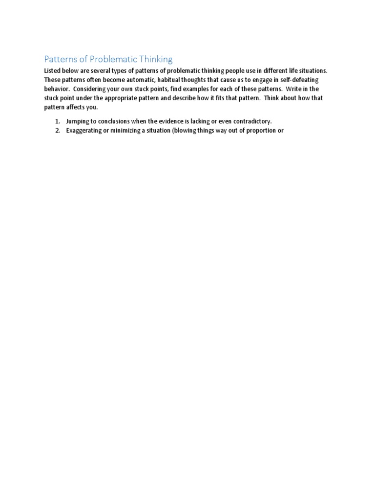 Patterns of Problematic Thinking Explained | PDF | Psychological ...