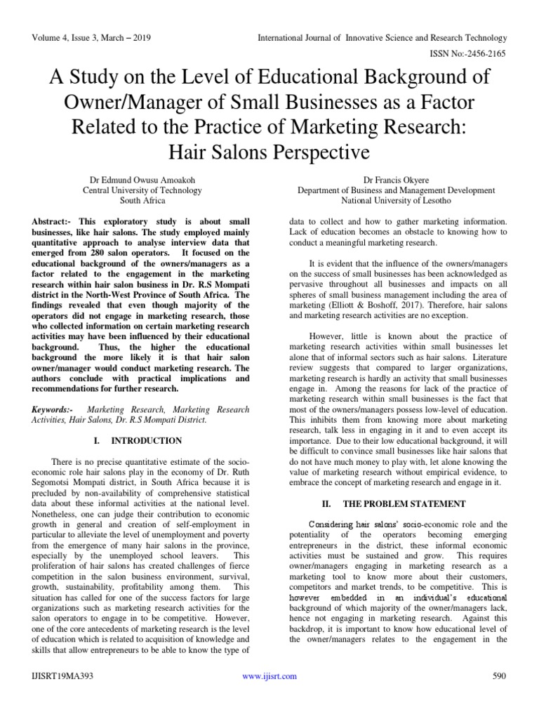 A Study On The Level of Educational Background of Owner/Manager of ...