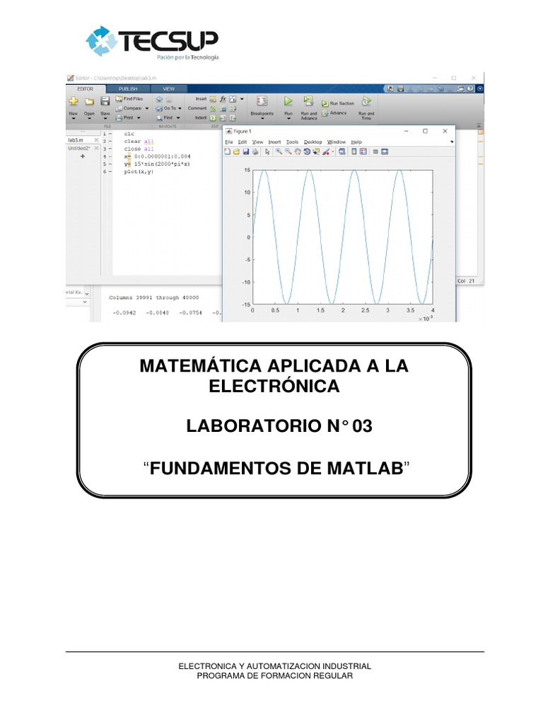 Lab 3 Fundamentos de Matlab 2018 - 2 | PDF | Matlab | Programa de computadora