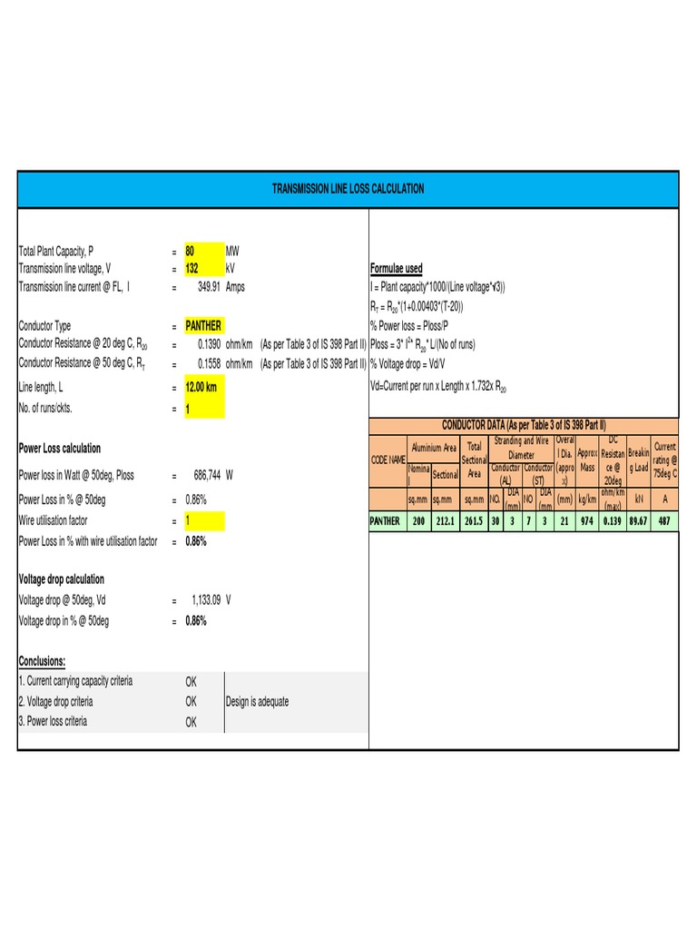 Transmission Line Loss Calculation TL PDF | PDF | Electric Power ...