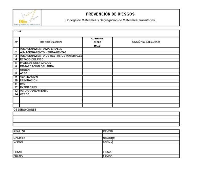 Checklist Bodega | PDF